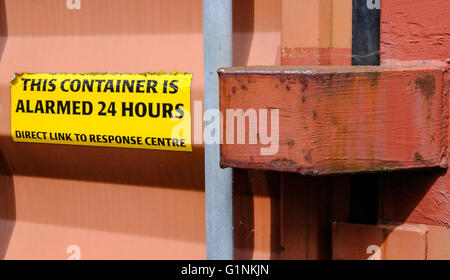 Detail of a typical shipping container locking system, showing the ...
