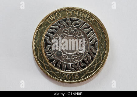 Reverse of 2015 British £1 pound coin showing the Royal Coat of Arms of ...
