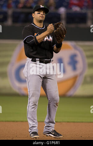 Miami Marlins' Martin Prado looks out of the dugout during the seventh ...