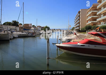 The pretty marina in Santa Margarita Roses, in the province of Girona ...