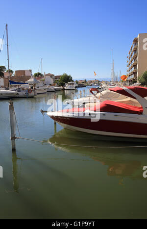 The pretty marina in Santa Margarita Roses, in the province of Girona ...