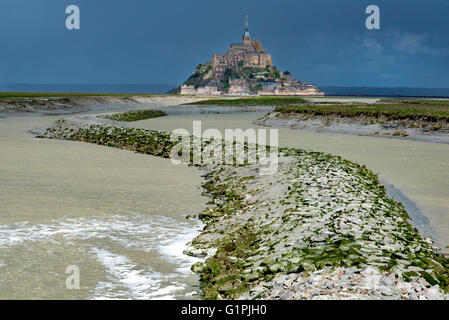 River Couesnon flowing into bay of Mont Saint Michel, Normandy, France ...