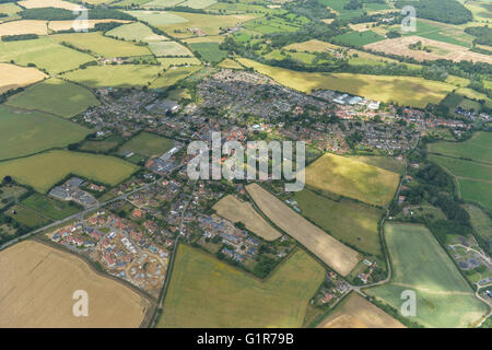 An aerial view of the Suffolk village of Wickham Market and surrounding ...