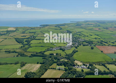 An aerial view of the Pembrokeshire village of Lamphey and surrounding ...
