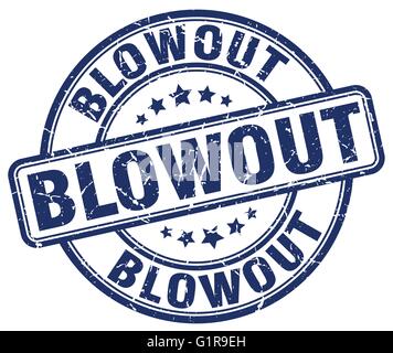 blowout blue grunge vintage stamp isolated on white background Stock ...