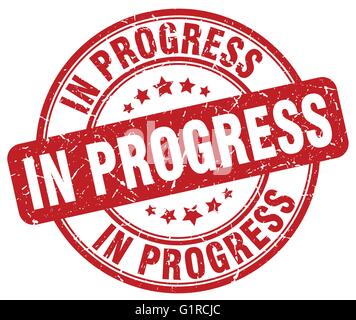 in progress red grunge round vintage rubber stamp Stock Vector Image ...