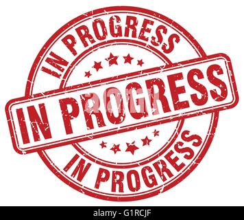 in progress red grunge round vintage rubber stamp Stock Vector Image ...