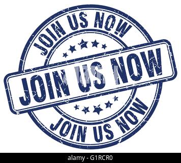 join us now blue grunge vintage stamp isolated on white background ...