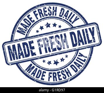 made fresh daily blue grunge square vintage rubber stamp Stock Vector ...