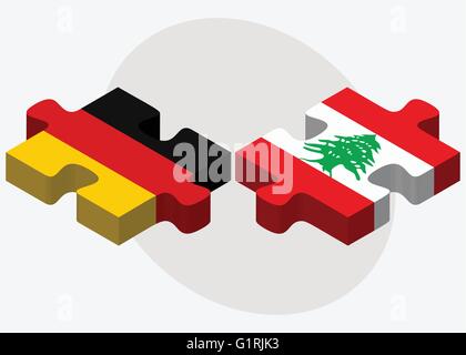 Germany and Lebanon Flags in puzzle isolated on white background Stock ...