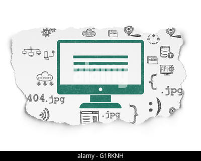 Software concept: Monitor on Torn Paper background Stock Photo - Alamy