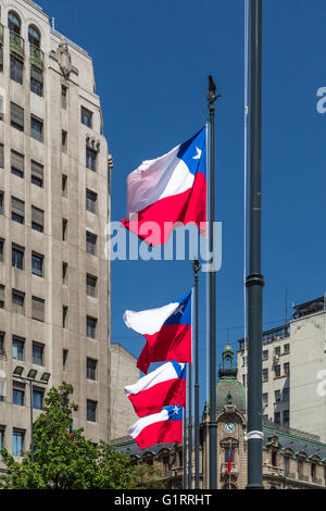 Flags of Chile in Santiago, Chile Stock Photo - Alamy