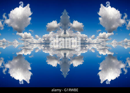 Graduated blue reflected clouds background Stock Photo - Alamy