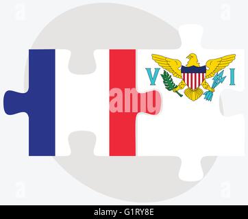 France and United States Virgin Islands flags for official meeting ...