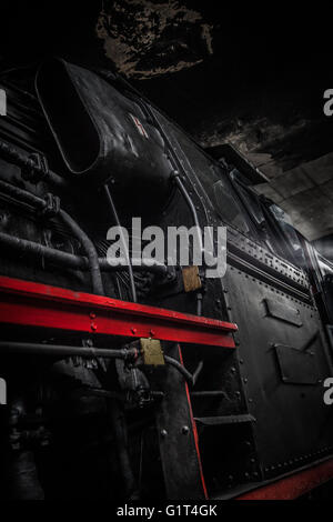 Old vintage steam locomotive cabin. Controls of a vintage steam ...