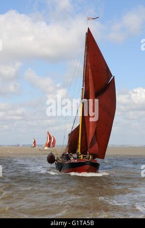 Thames Barges and Yachts Racing at the Blackwater Estuary Maldon Stock ...