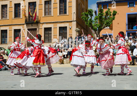 Cetina, Spain. 19th May, 2016. The Devil climbing to the top of a human ...