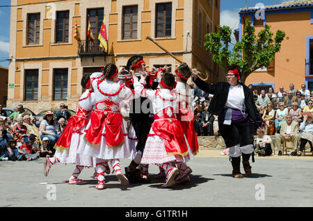 Cetina, Spain. 19th May, 2016. The Devil climbing to the top of a human ...