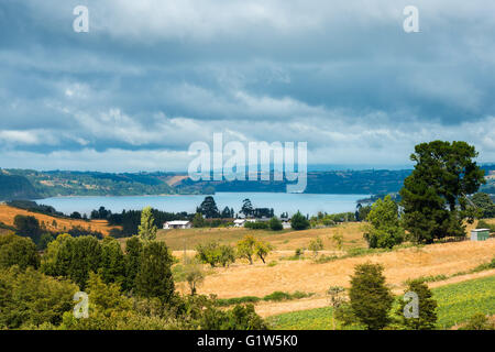 Meadows at Peninsula of Rilan, Chiloe Island, Chile Stock Photo - Alamy