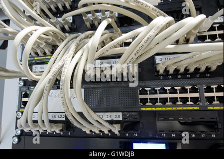 Lots of cables on the back of a database Stock Photo - Alamy