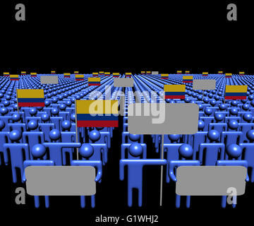 Crowd of people with signs and Colombian flags illustration Stock Photo ...