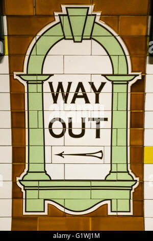 WAY OUT -- Tile sign in London Underground tube station Stock Photo - Alamy