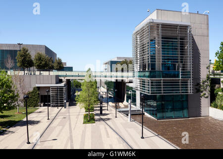 Trinity River Campus of the Tarrant County College at dusk. Fort Worth ...