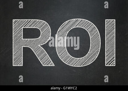 Finance concept: ROI on chalkboard background Stock Photo - Alamy
