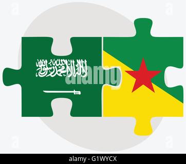 Saudi Arabia and French Guiana flags for official meeting against ...