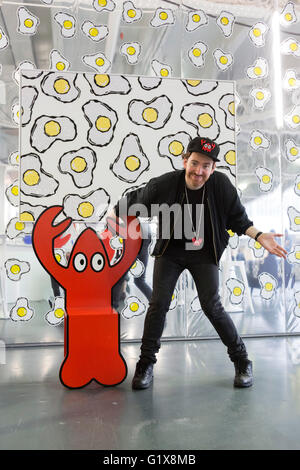 British artist Damien Hirst poses in front of his work of art, "the ...