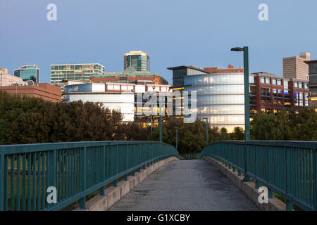 Trinity River Campus of the Tarrant County College at dusk. Fort Worth ...