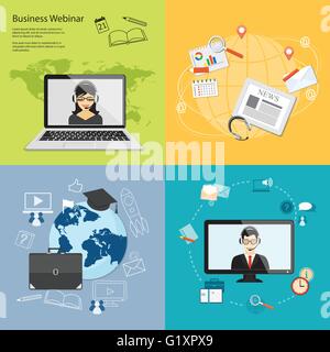 Girl with laptop line icon concept. Girl with laptop flat vector symbol ...
