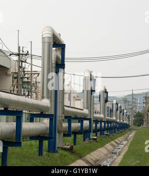industrial pipelines on pipe-bridge Stock Photo - Alamy