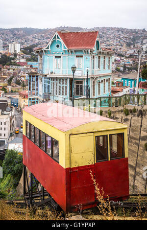 One of the rustic funiculars operating in Valparaiso, Chile, South ...