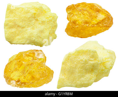 Sulphur stones isolated on white background. Brimstone crystalline ...