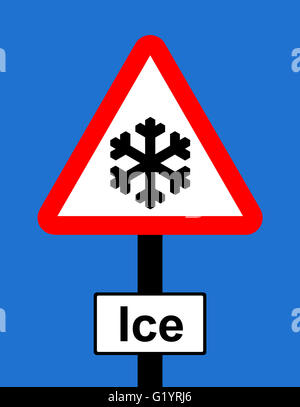 Hazard sign with ice symbol Stock Photo - Alamy