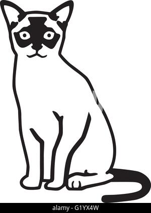 burmese cat cute pet icon doodle illustration Stock Vector Image & Art ...