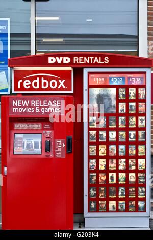 Redbox DVD movie and game rental automated vending machine next to a ...