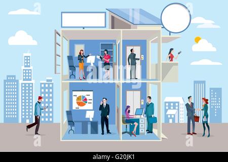 businesspeople working in creative co-working center freelancers using ...