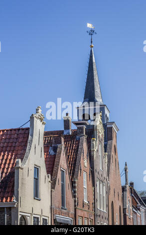 The historic center of Balk, Friesland, Netherlands, with a raw of ...