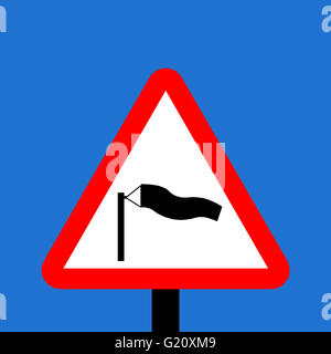 Road sign warning sign of side winds with wind sock and expected Stock ...