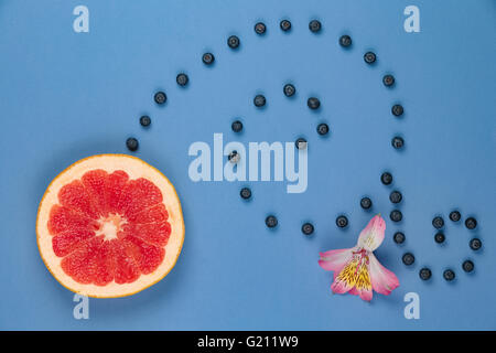Citrus fruit with blueberry twigs monogram Stock Photo - Alamy