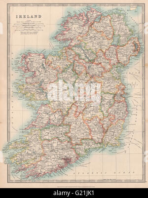 IRELAND showing battlefields and dates. JOHNSTON 1913 old antique map ...