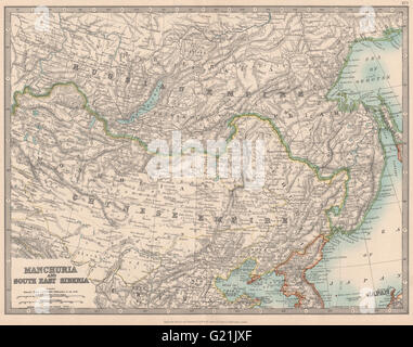 MANCHURIA & SOUTH EAST SIBERIA Mongolia China Russia East Asia JOHNSTON ...