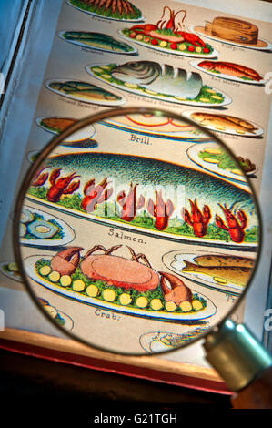 Victorian lithograph illustration luxury fish dishes featuring ...