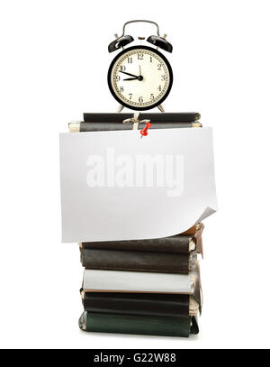 Office blank folder with alarm-clock in front. White background Stock ...