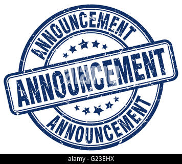 announcement blue grunge round vintage rubber stamp Stock Photo - Alamy