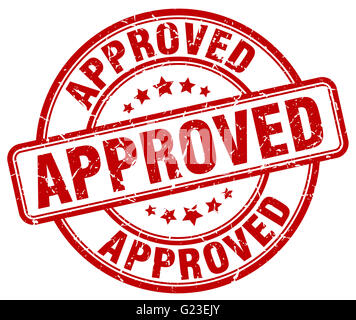 APPROVED red grungy round rubber stamp Stock Photo - Alamy