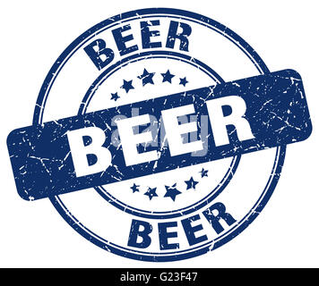 beer blue grunge round vintage rubber stamp Stock Photo - Alamy