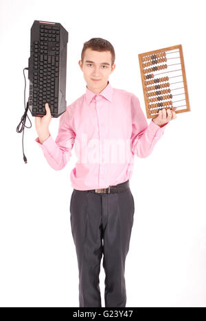 Abacus and computer Stock Photo - Alamy